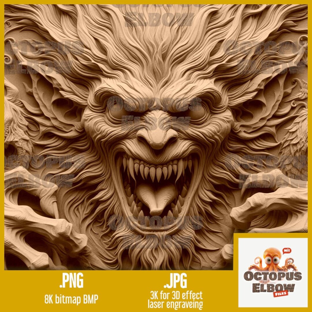 Monster - Laser Burn 3D, High Quality Files, Engraving With 3D Effect ...