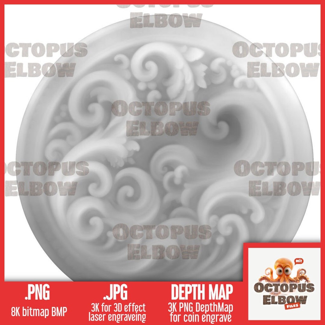 Flowing Waves - Laser Burn 3D, 8K File for Engrave, Depth Map for Fiber ...