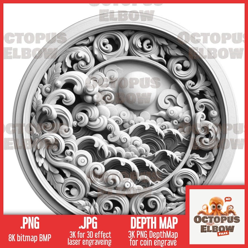 Waves - Laser Burn 3D, 8K File for Engrave, Depth Map for Fiber or CNC ...