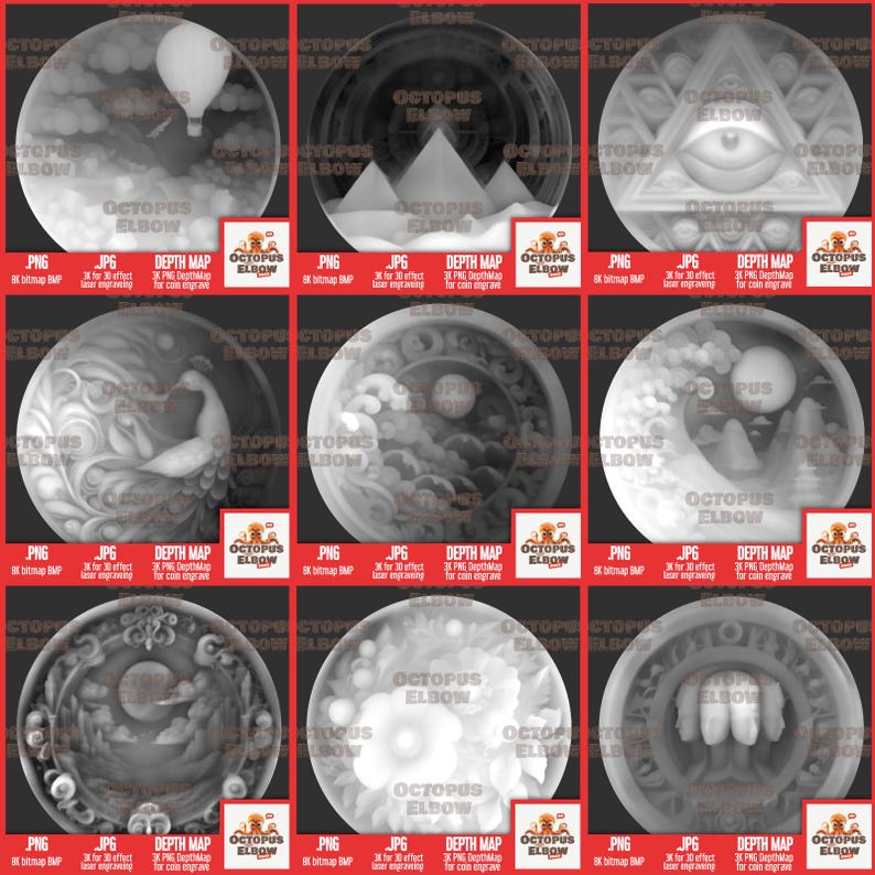 26pcs - Depth Map - Bundle for Engraving and Milling, 26 Types of Laser ...