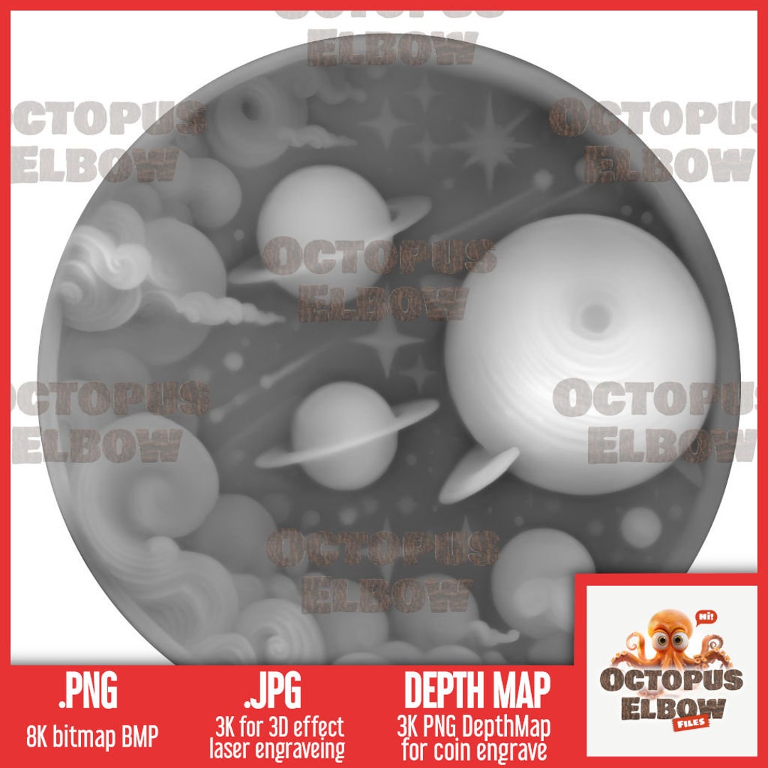 Planets Laser Burn 3D, 8K File for Engrave, Depth Map for Fiber or CNC ...