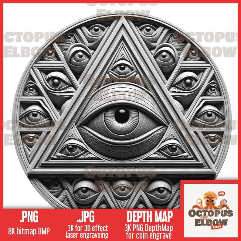Illuminati - Laser Burn 3D, 8K File for Engrave, Depth Map for Fiber or ...