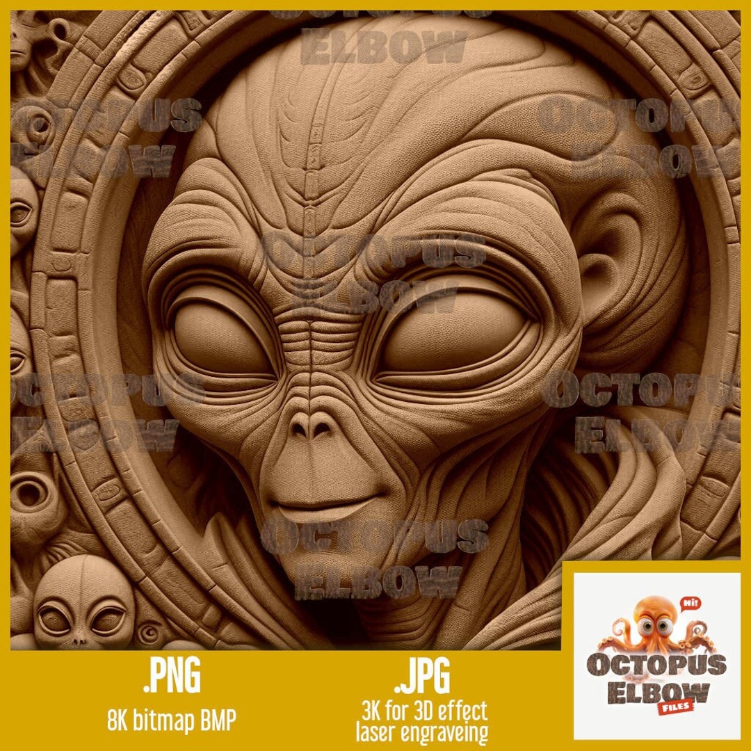 Alien Head - Laser Burn 3D, High Quality Files, Engraving With 3D ...