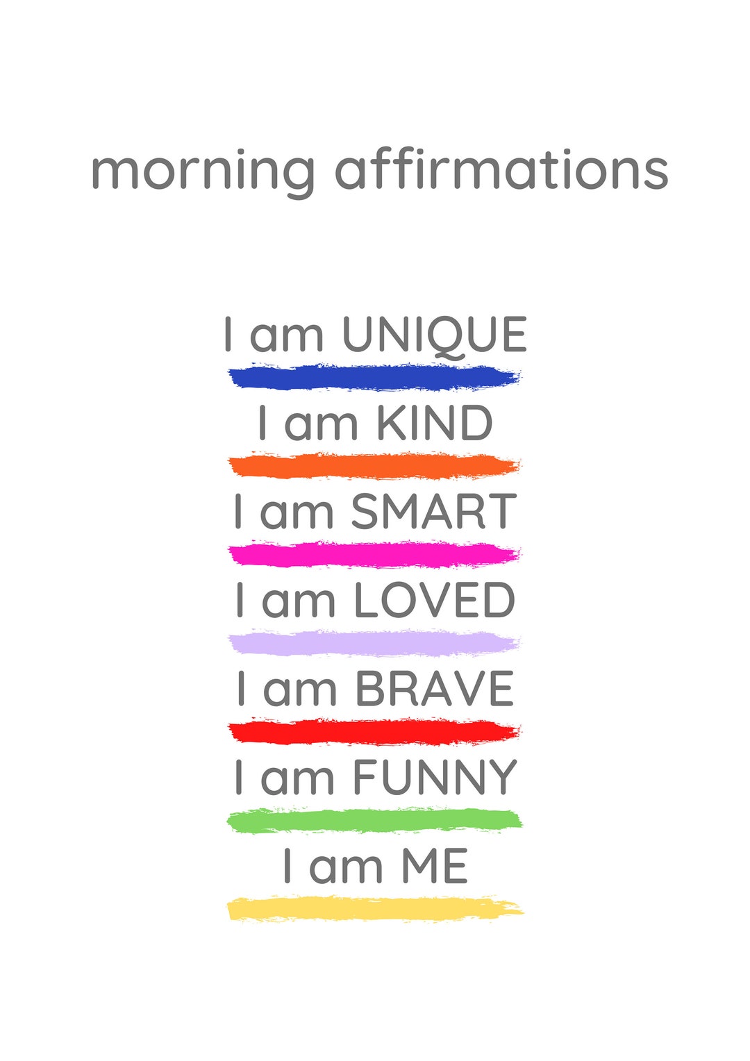 Morning Affirmations for Toddlers and Children - Etsy
