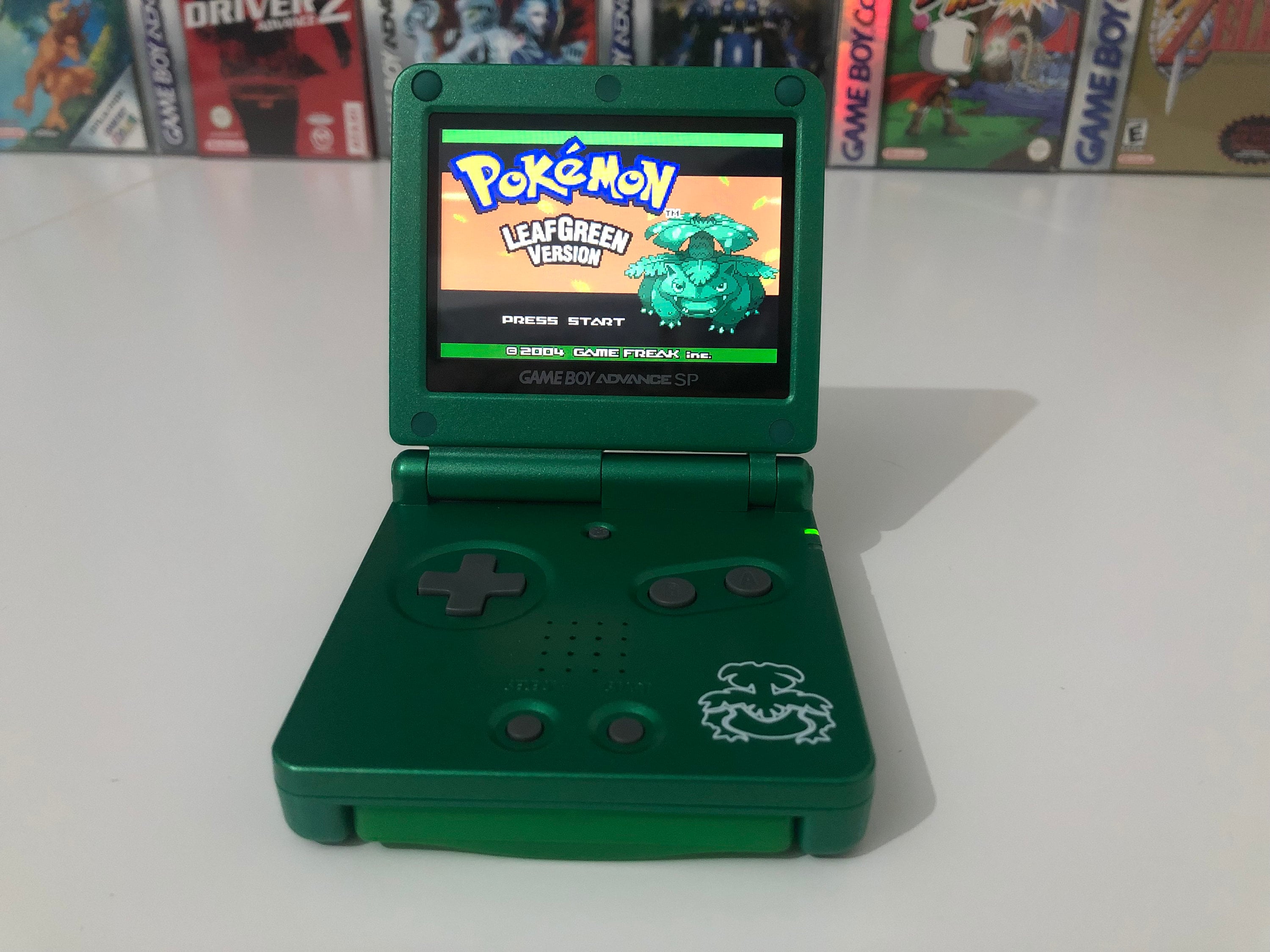 Nintendo Gameboy Advance SP With Backlit IPS V2 Screen Mod Custom Venasaur Shell Retro Pixel Kit ...