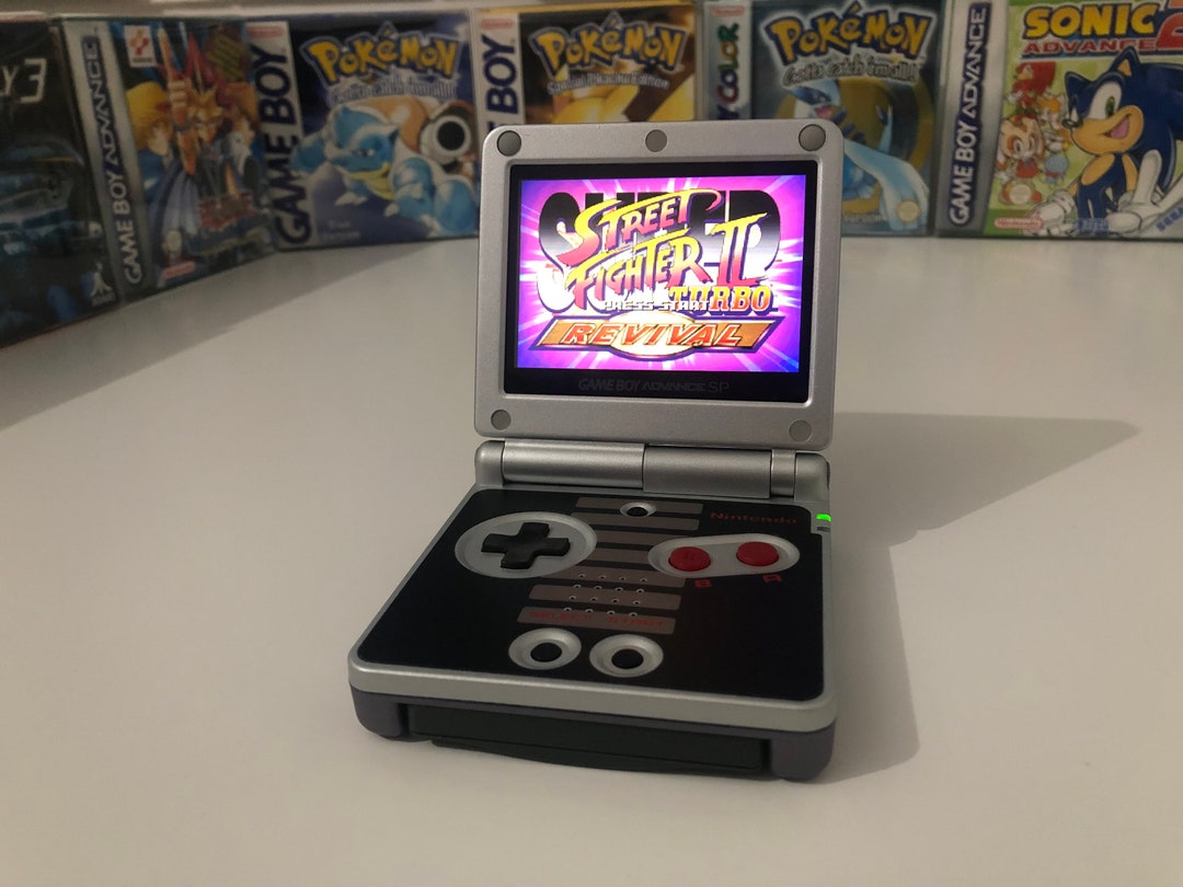Nintendo Gameboy Advance SP With Backlit IPS V3 Screen Mod Custom NES ...