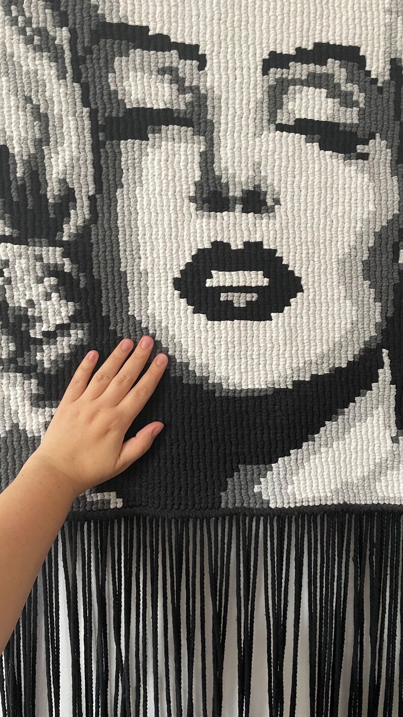 Large Marilyn Monroe Portrait, Pixel Macrame, Modern Wall Art, Textile ...