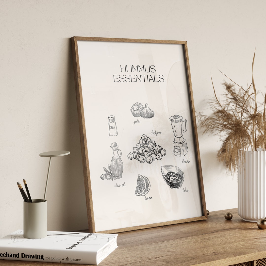 Hummus Essentials Poster, Printable Hobby Prints, Kitchen Poster ...