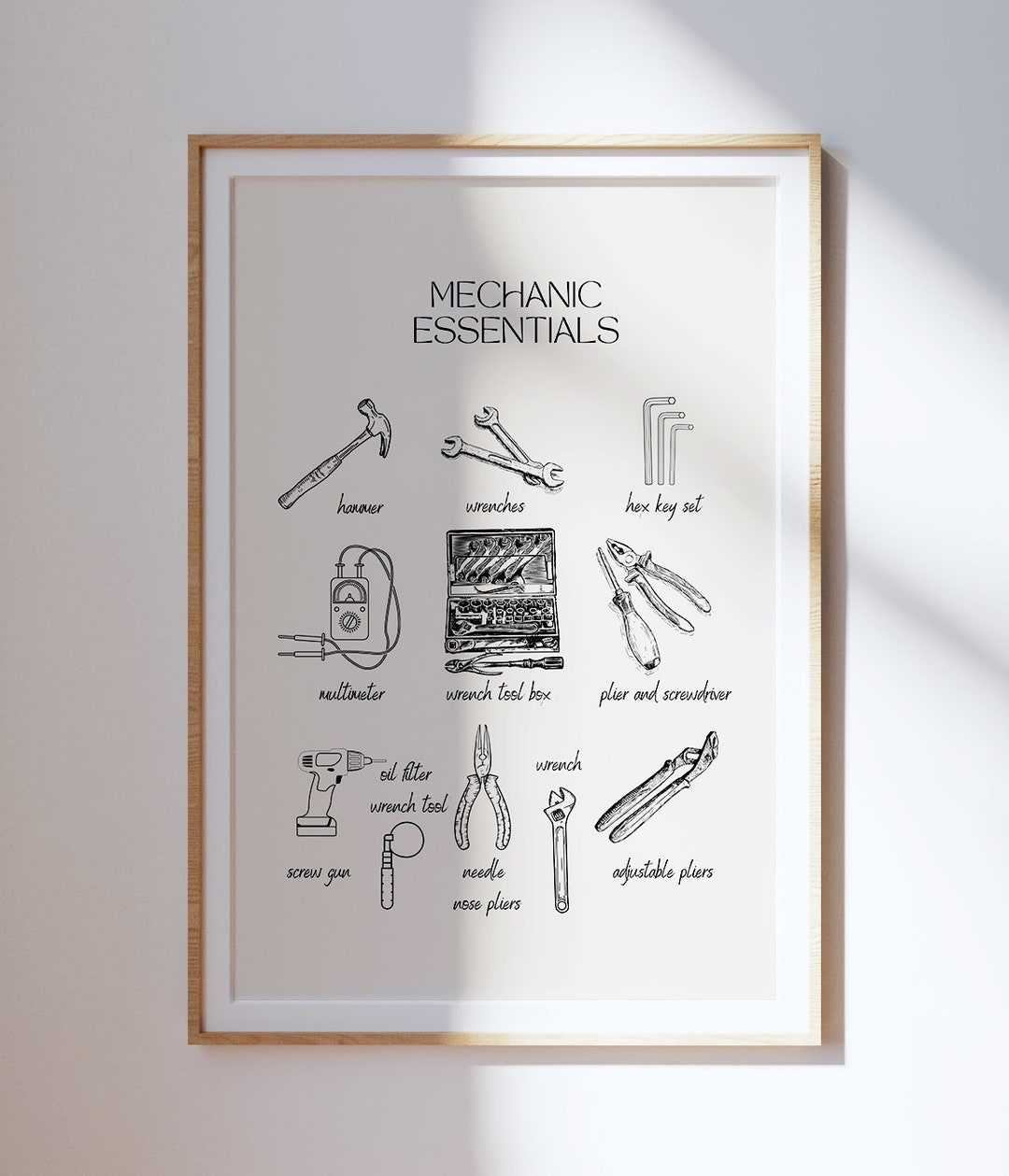 Mechanic Essentials Poster, Nature Lover Art, Printable Art, Hobby Wall ...