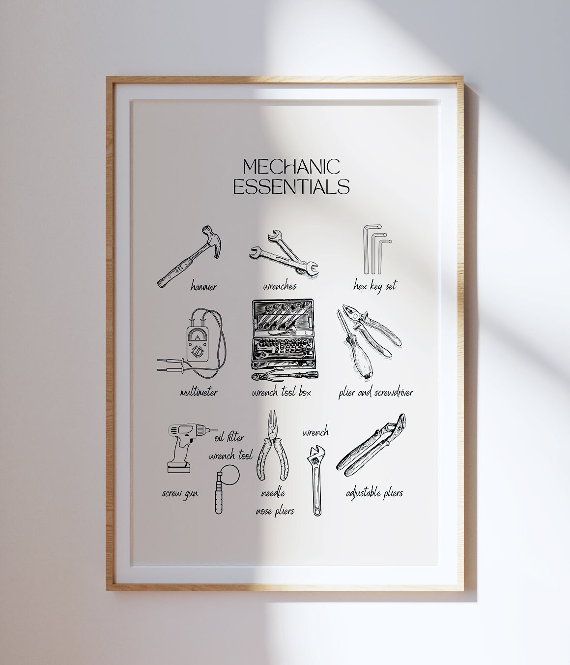 Mechanic Essentials Poster, Nature Lover Art, Printable Art, Hobby Wall ...