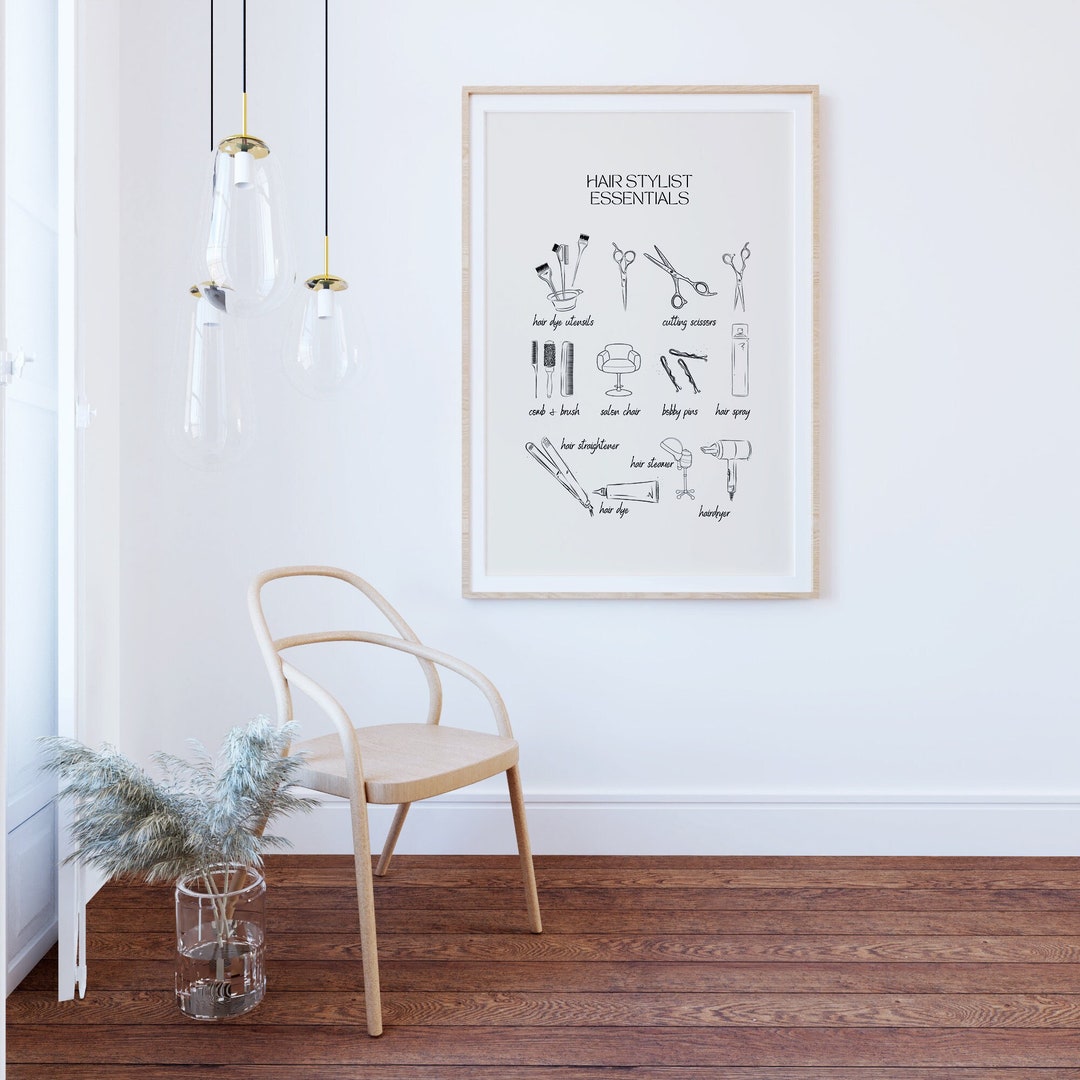 Hairstylist Essentials Poster, Printable Art, Hobby Wall Art ...