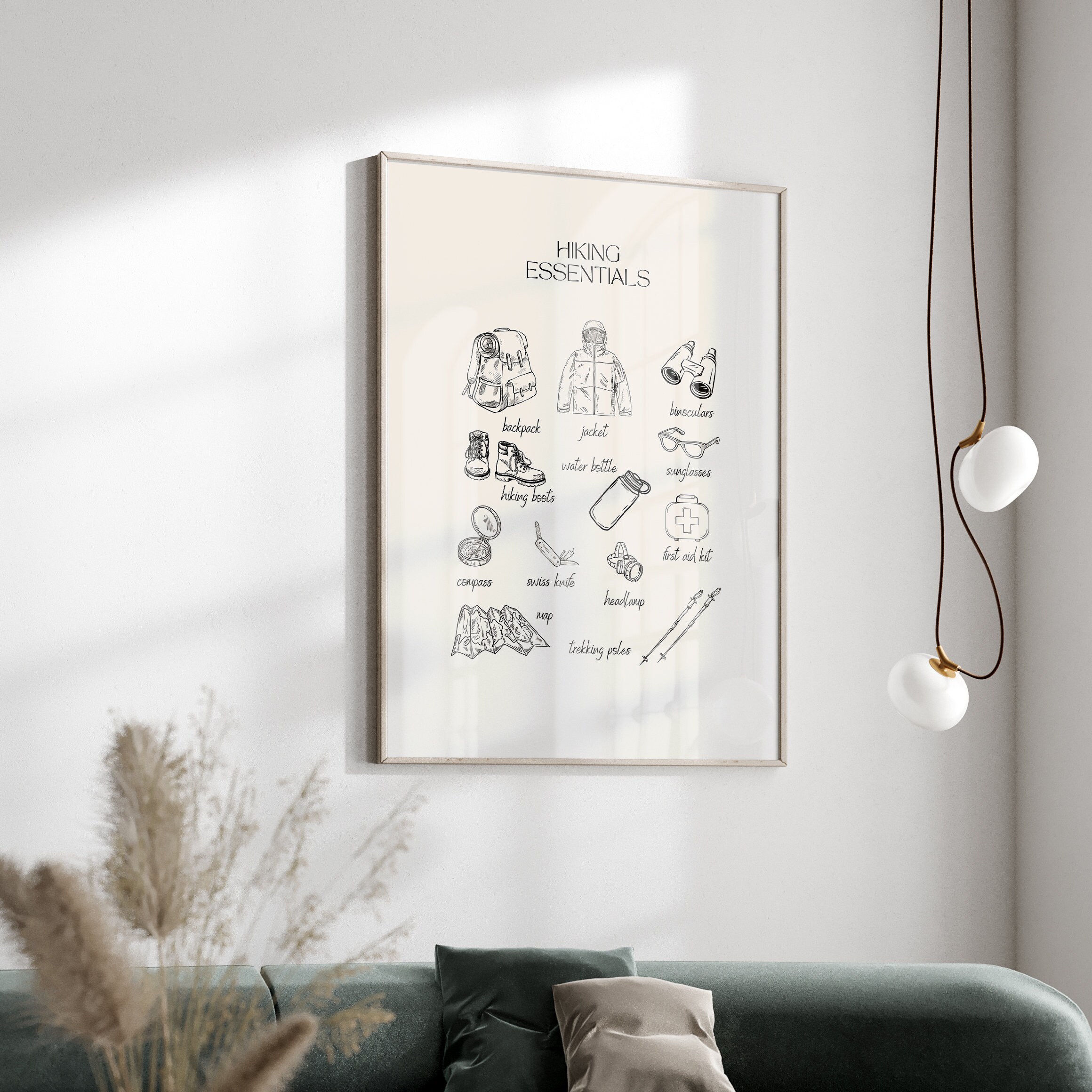 Hiking Essentials Poster, Nature Lover Art, Printable Art, Hobby Wall ...