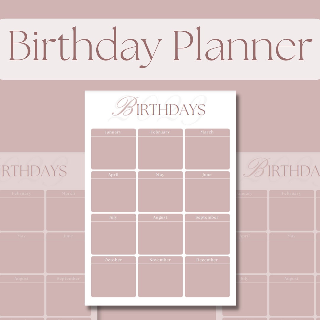 Asthetic Printable Birthday Tracker, Birthday Planner, Birthday ...