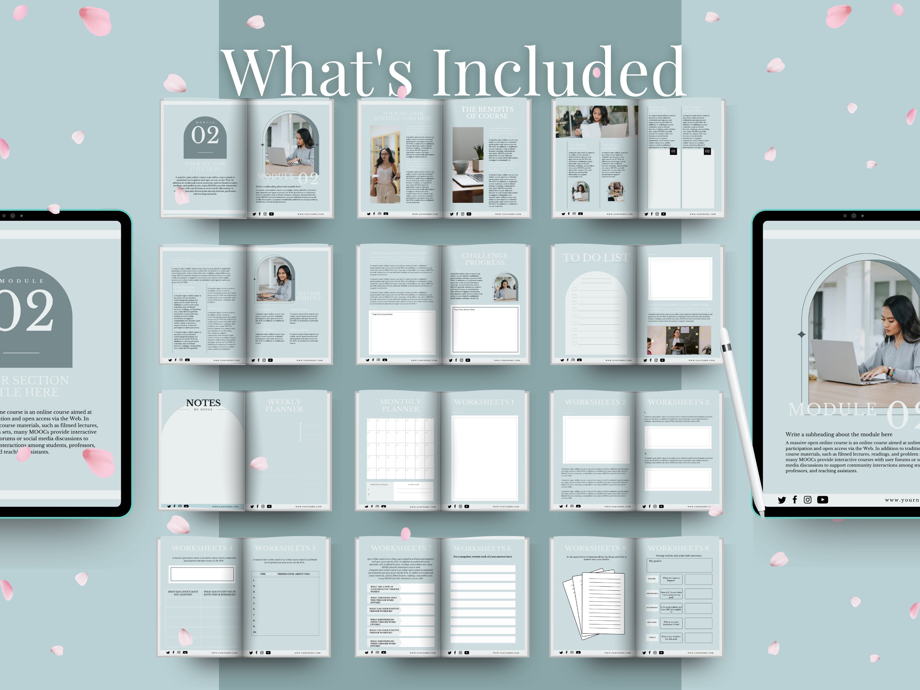 Workbook & E-book Templates, Editable Course Canva Template, Ecourse ...