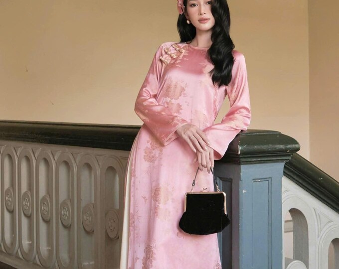 Luxury Pink Ao Dai Set|pre-made Modernized Vietnamese Ao Dai| Ao Dai ...