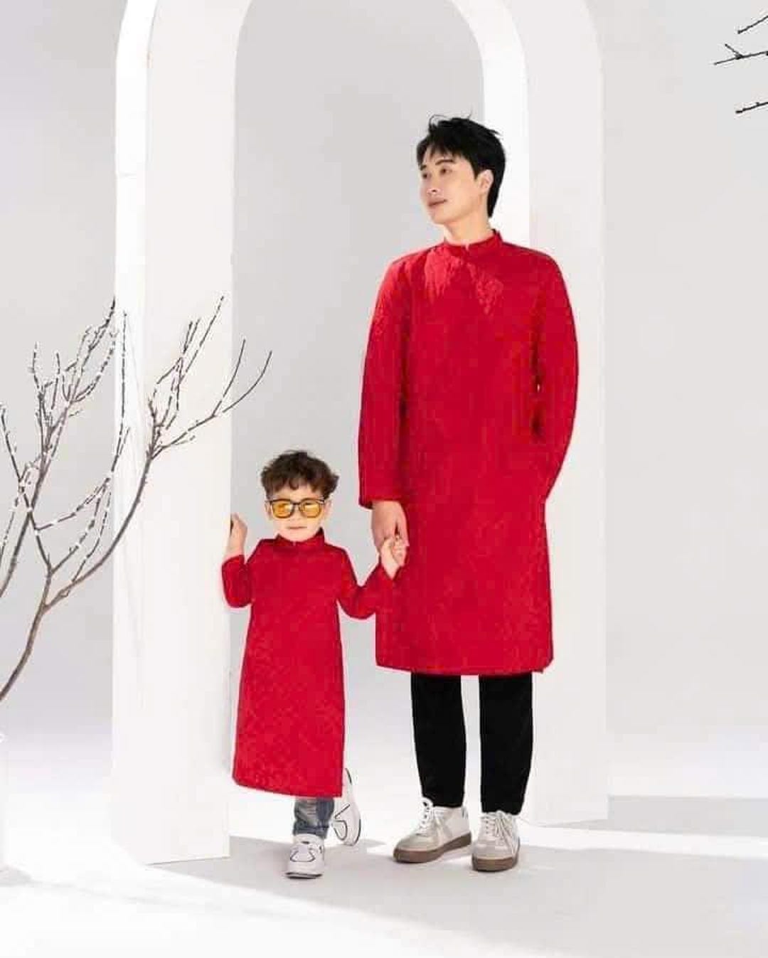 Red Dad & Son Matching Set Ao Dai| Red Men Ao Dai| Ao Dai for Men ...