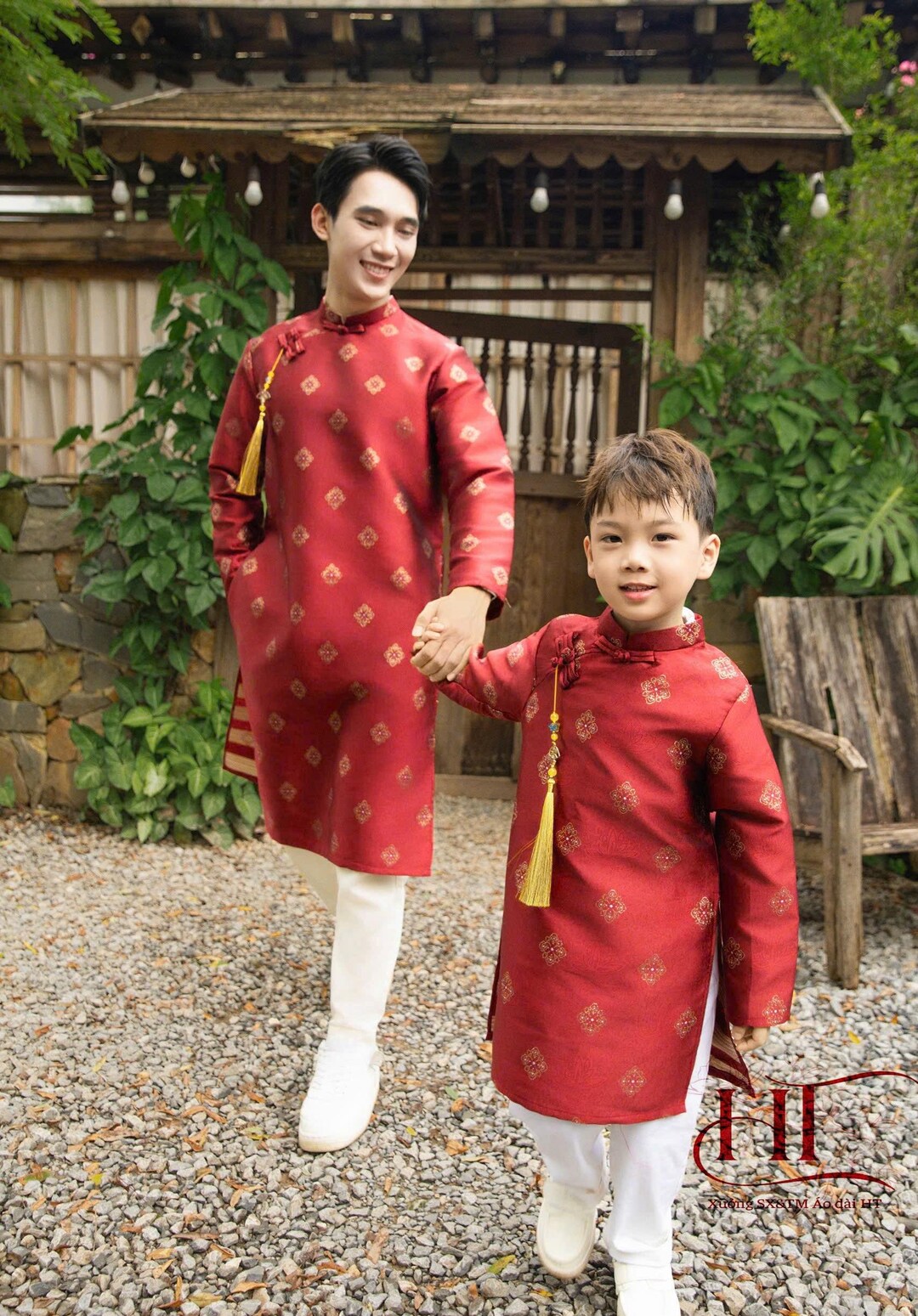 Red Dad & Son Matching Set Ao Dai| Ao Dai Tet| Ao Dai for Men| Ao Dai ...