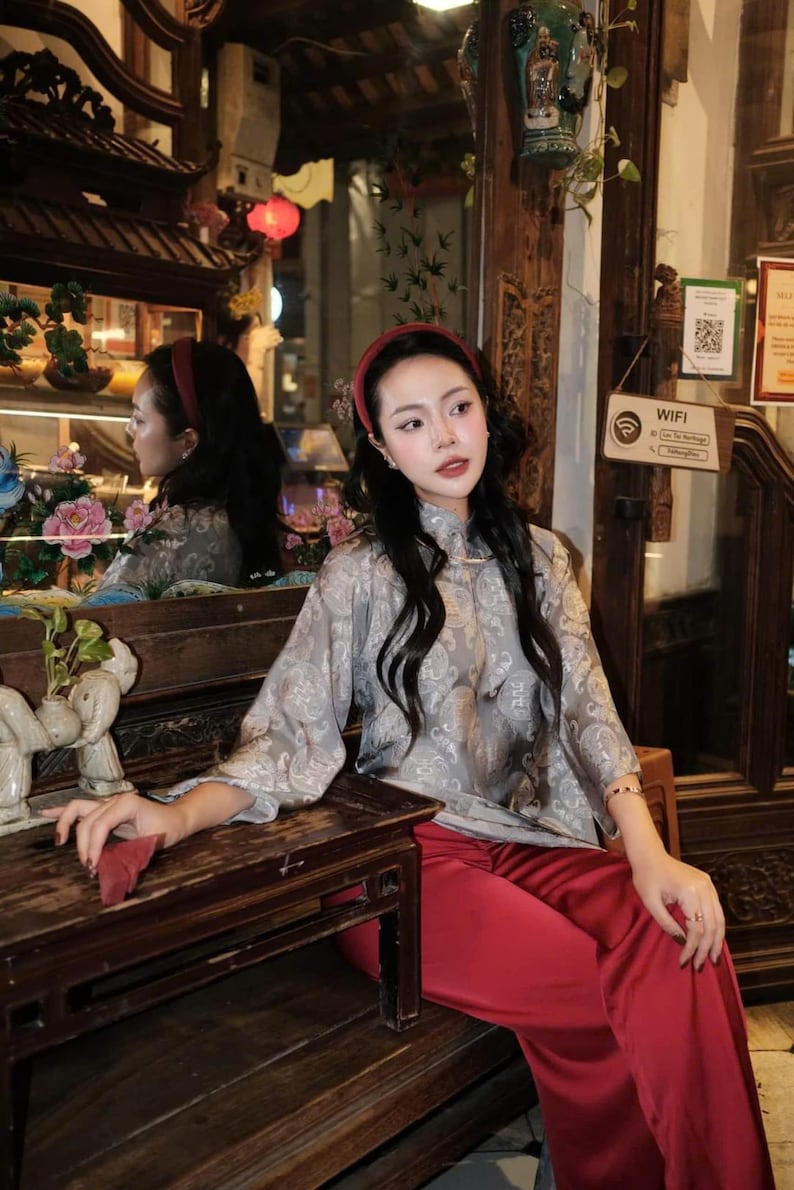Grey Gam Modernized Ao Dai, Ao Dai Gam, Ao Dai Dang Suong, Ao Dai Cach ...