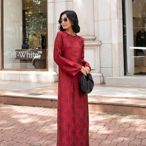 Red Gam Modernized Ao Dai, Ao Dai Gam, Ao Dai Dang Suong, Ao Dai Cach ...