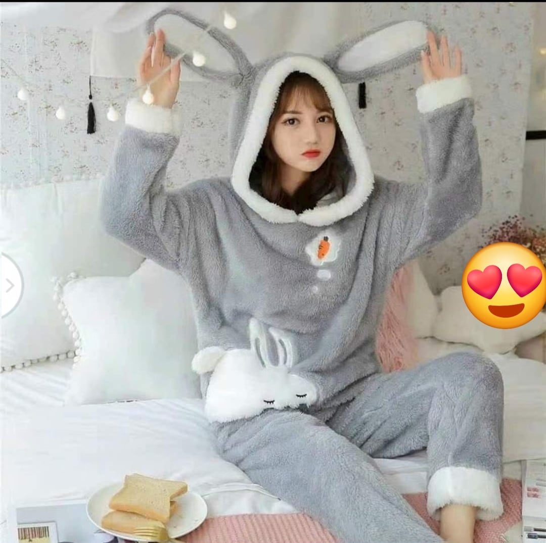 Women Fleece Pajamas, Fleece PJ Set, Sheep Fleece Sleepwear Set With ...