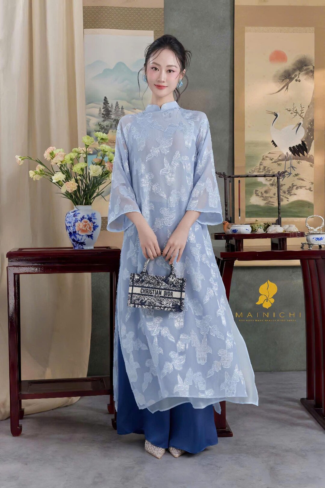 Blue Ao Dai Cach Tan| Ao Dai Dang Suong| Ao Dai Tet| Ao Dai for Women ...