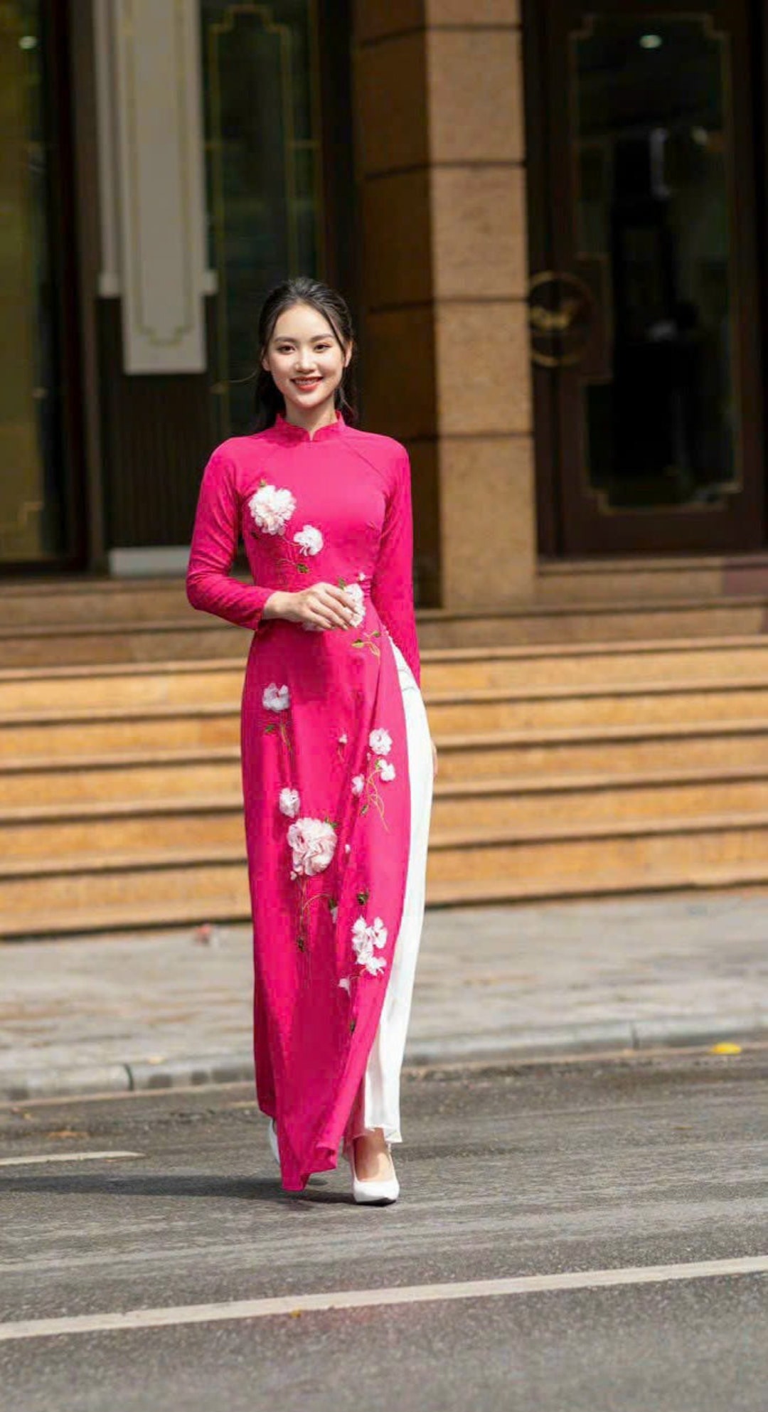 Pink Hydrangea 3D Flower| Pre-made Vietnamese Traditional Ao Dai| Ao ...
