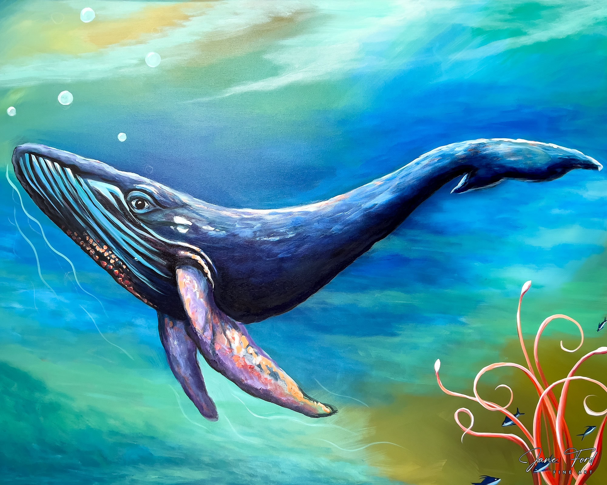 Blue Whale Fine Art Print Original Tropical Wall Art Inspired by ...