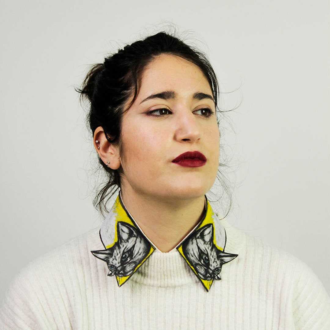 Collar in the Form of a Shirt Collar. Cat Design - Etsy