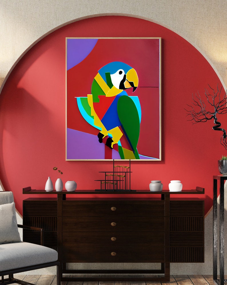 Abstract Parrot Picasso Cubism Modern Colorful Premium Matte - Etsy