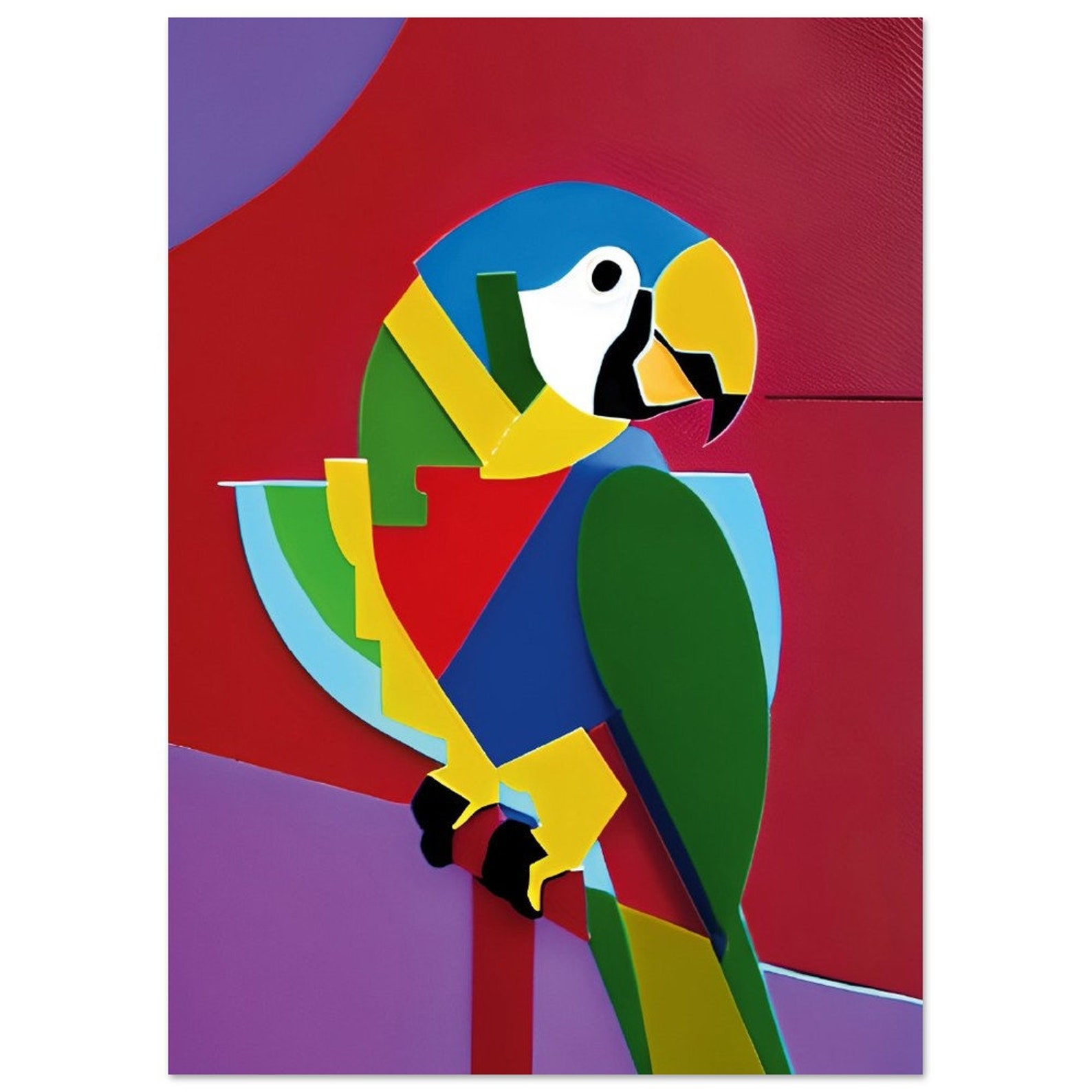 Abstract Parrot Picasso Cubism Modern Colorful Premium Matte - Etsy