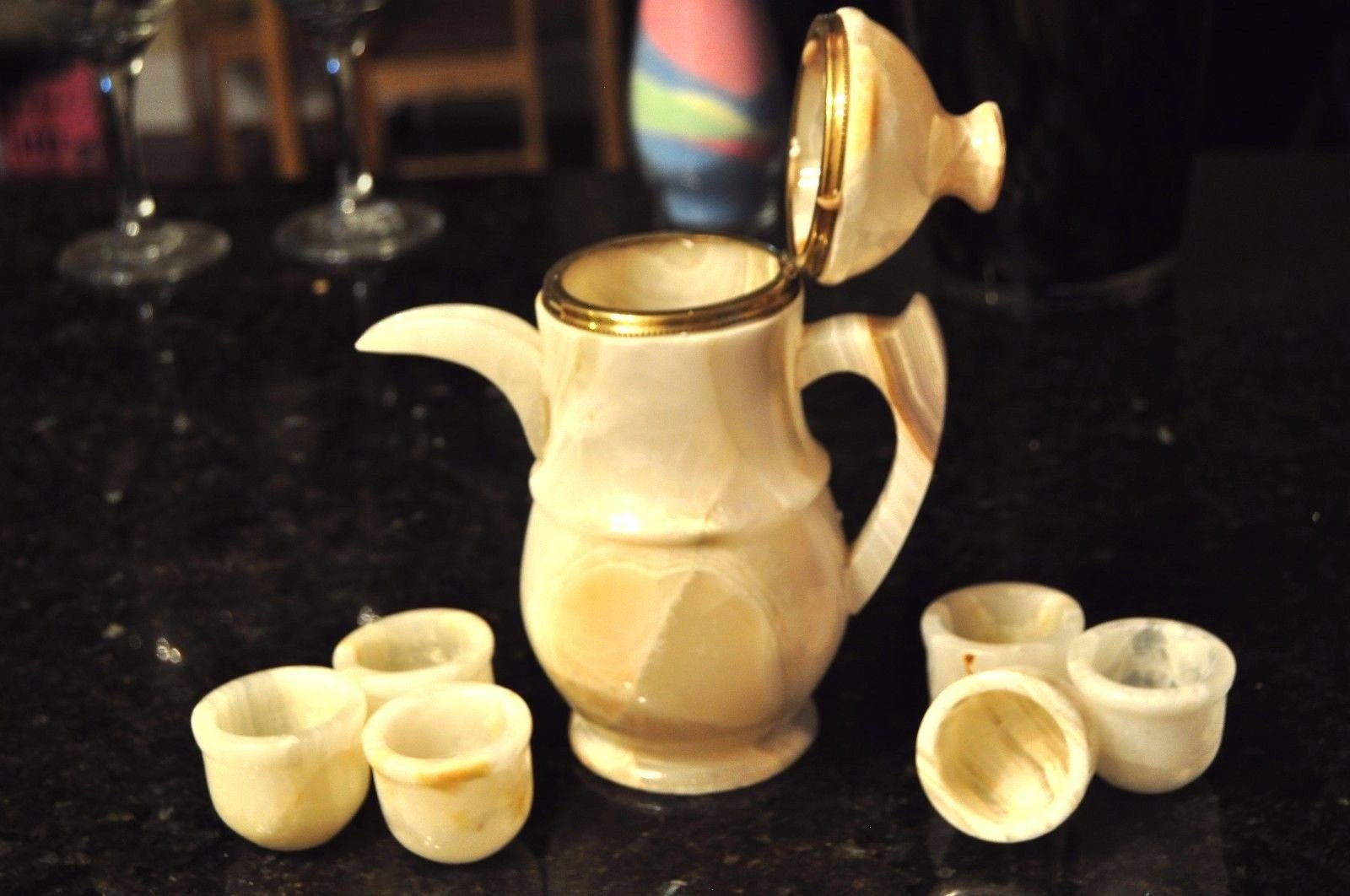 Onyx Marble Tea Pot Server Set - Etsy