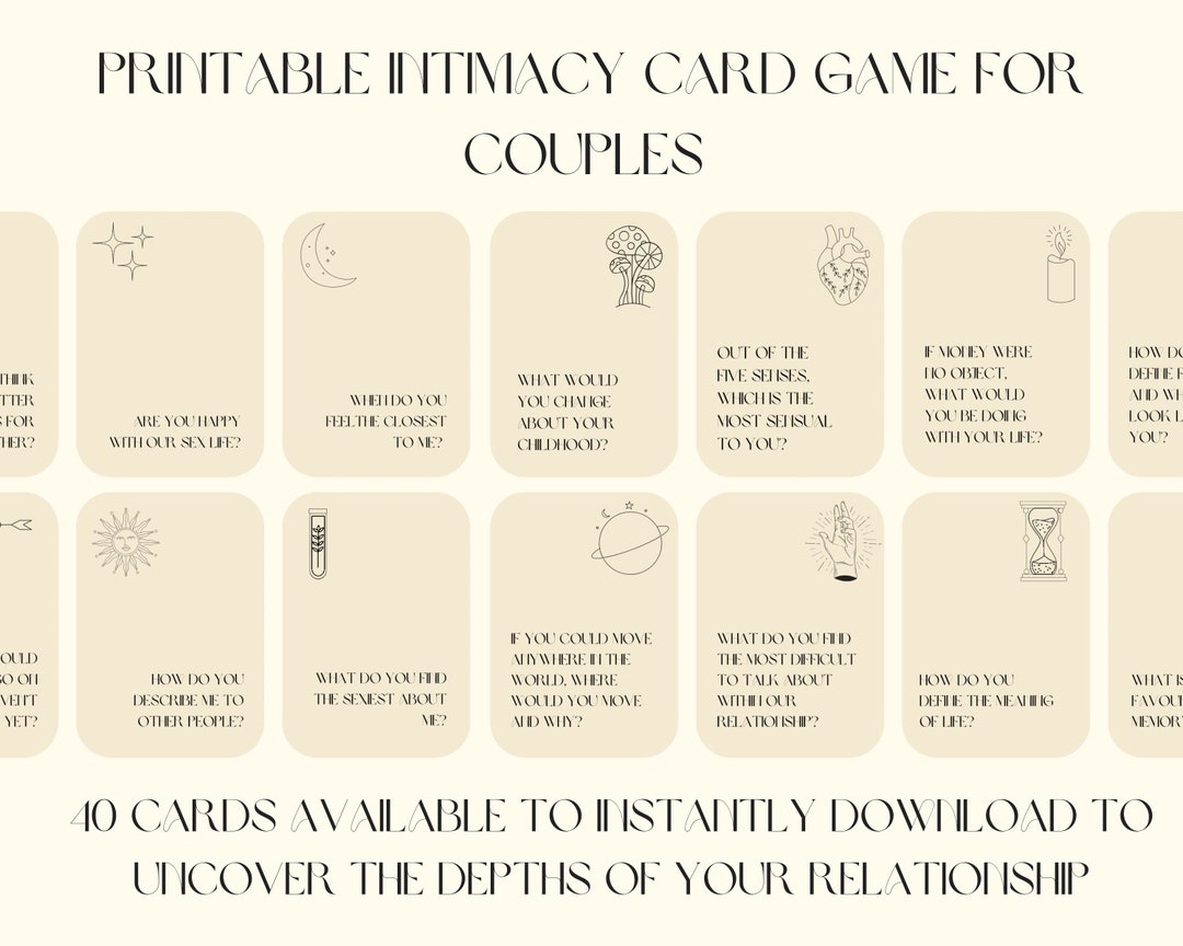 Printable Couples Intimacy Card Game | Valentine’s Day Card Game ...