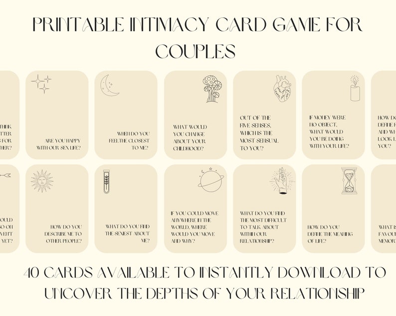 Printable Couples Intimacy Card Game | Valentine’s Day Card Game ...