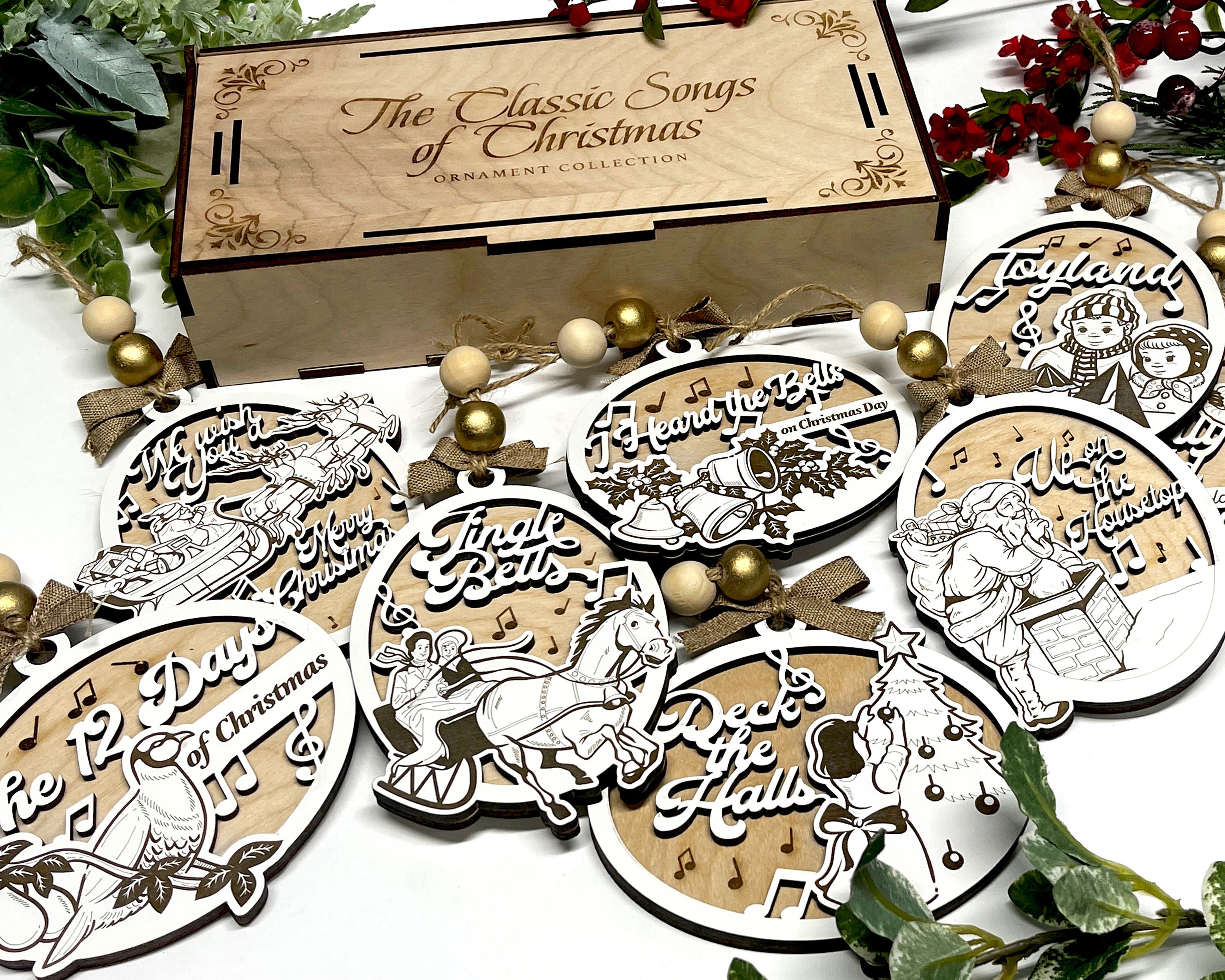 Classic Christmas Carol Ornament Set With Two Box Design Options - Etsy