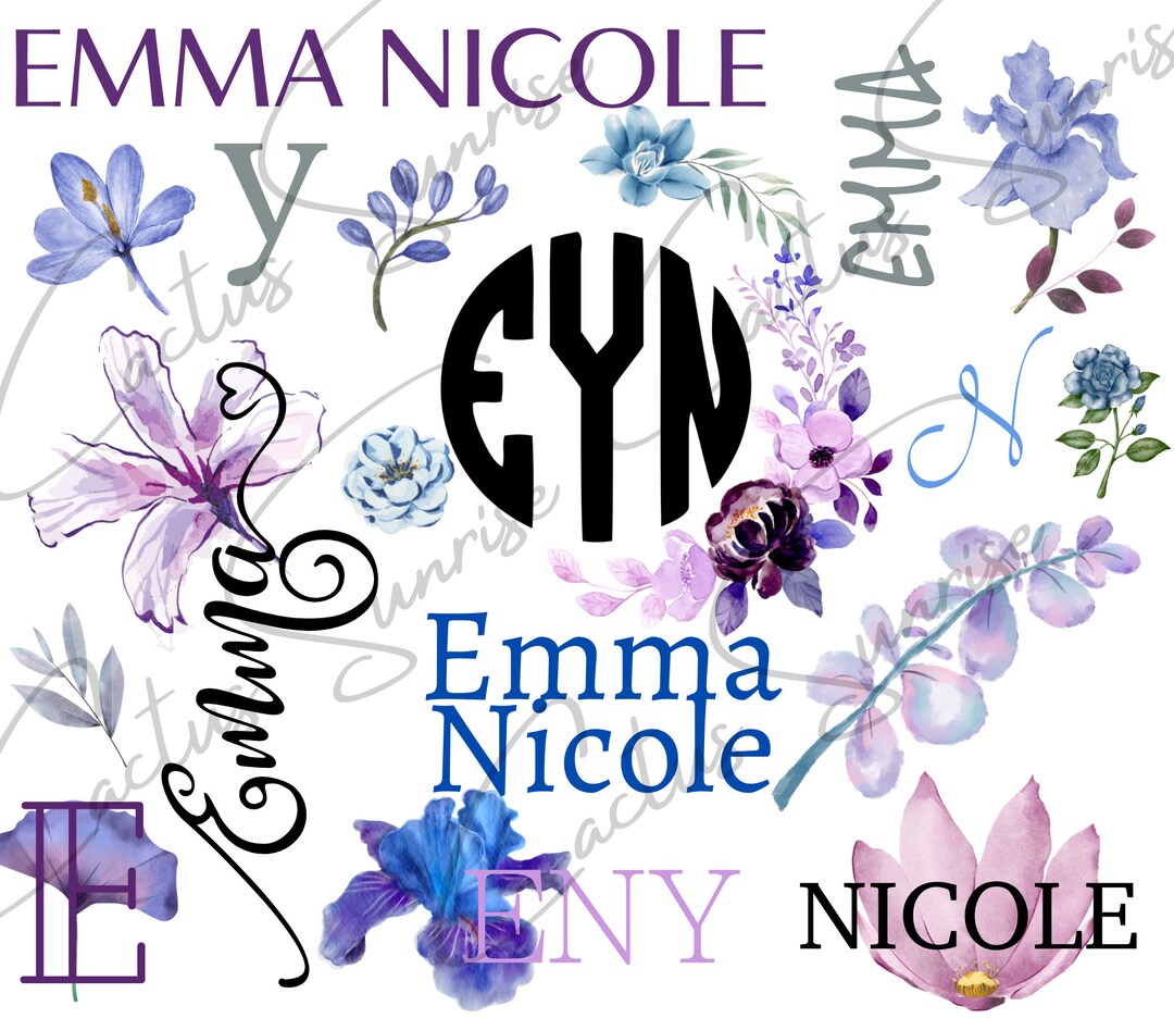 Blue Waterflower Name Blanket Template - Etsy