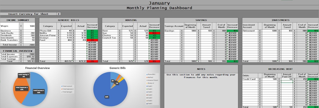 2023 Month by Month Budget Spreadsheet, Digital Downloadable File ...