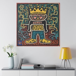 King in the Style of Keith Haring Matte Canvas, Stretched, 0.75" - Etsy