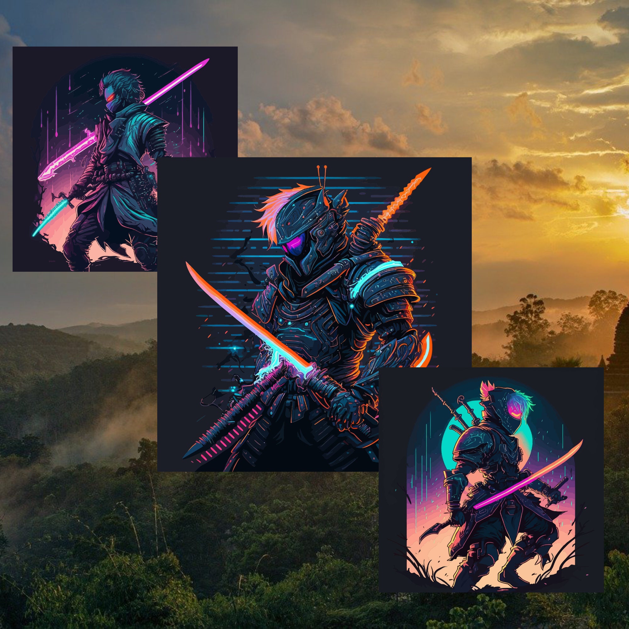 3 Ninja Samurai Warrior Posters/wall Art - Etsy