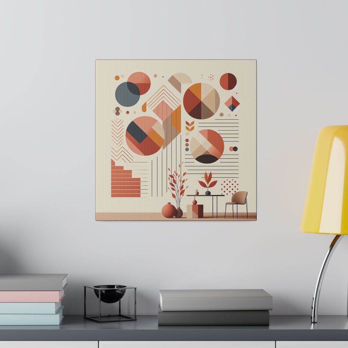 Minimalist Illustration Simple Shapes and Colors Matte Canvas ...