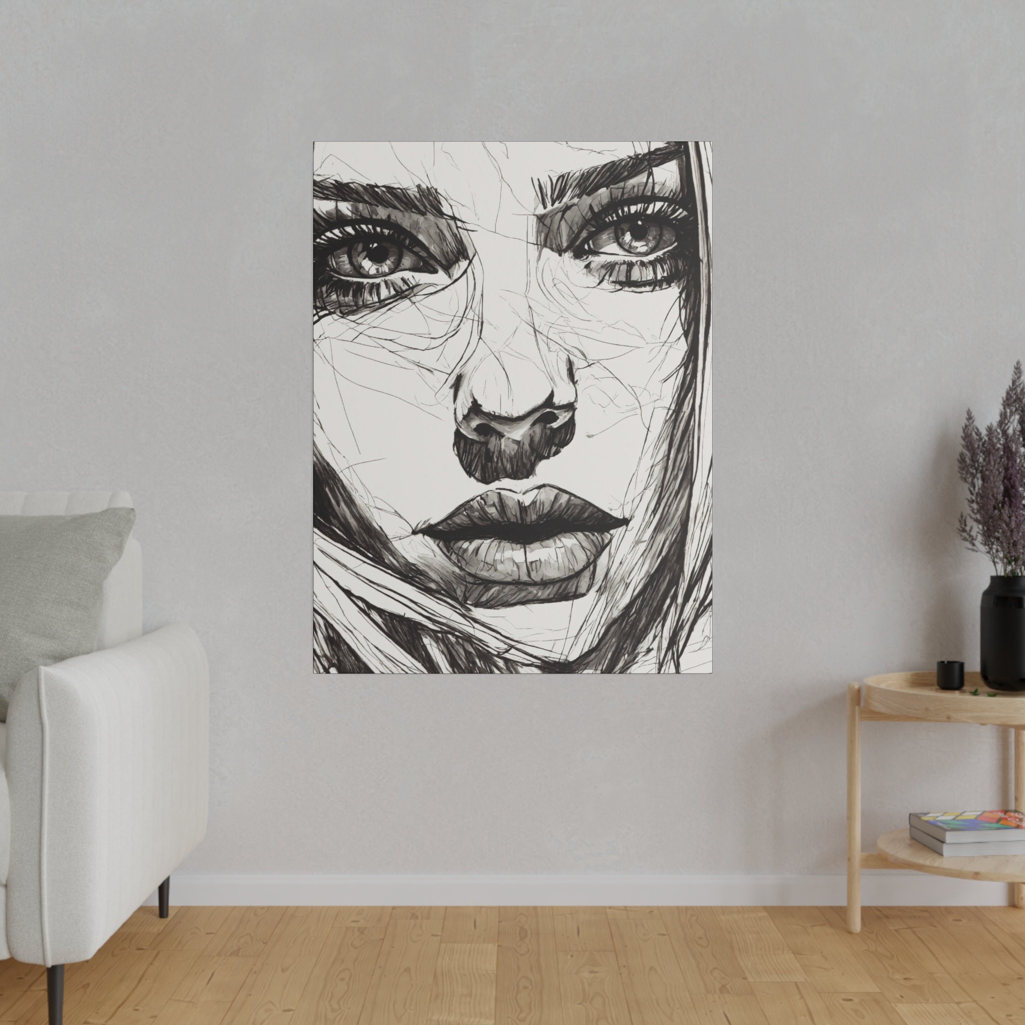 Pencil Sketch Line Work Matte Canvas, Stretched, 0.75" - Etsy