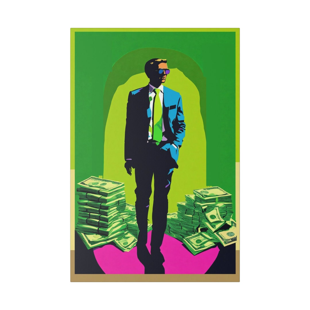 Retro Poster, Man With Money Matte Canvas, Stretched, 0.75" - Etsy