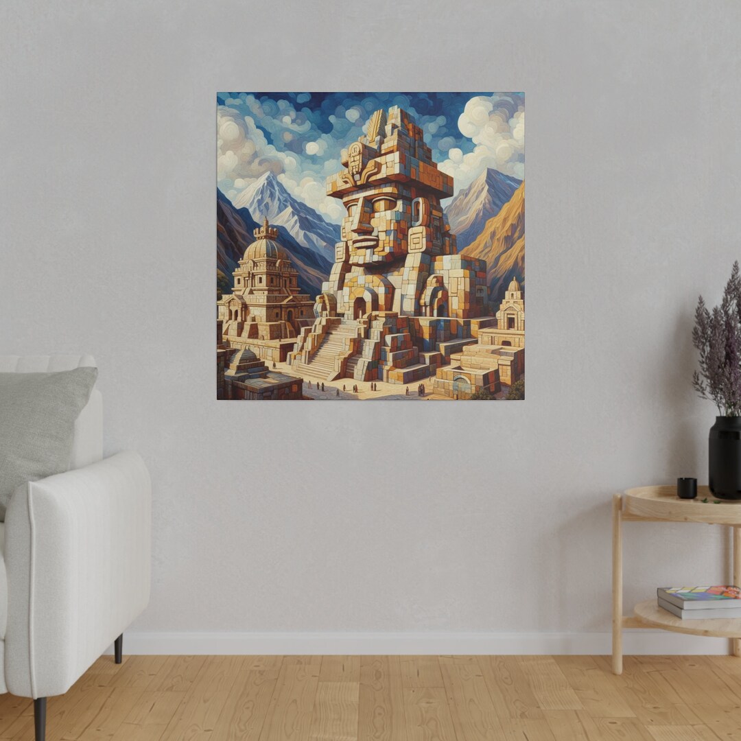 Ancient Giant Statue Illustration Matte Canvas, Stretched, 0.75" - Etsy
