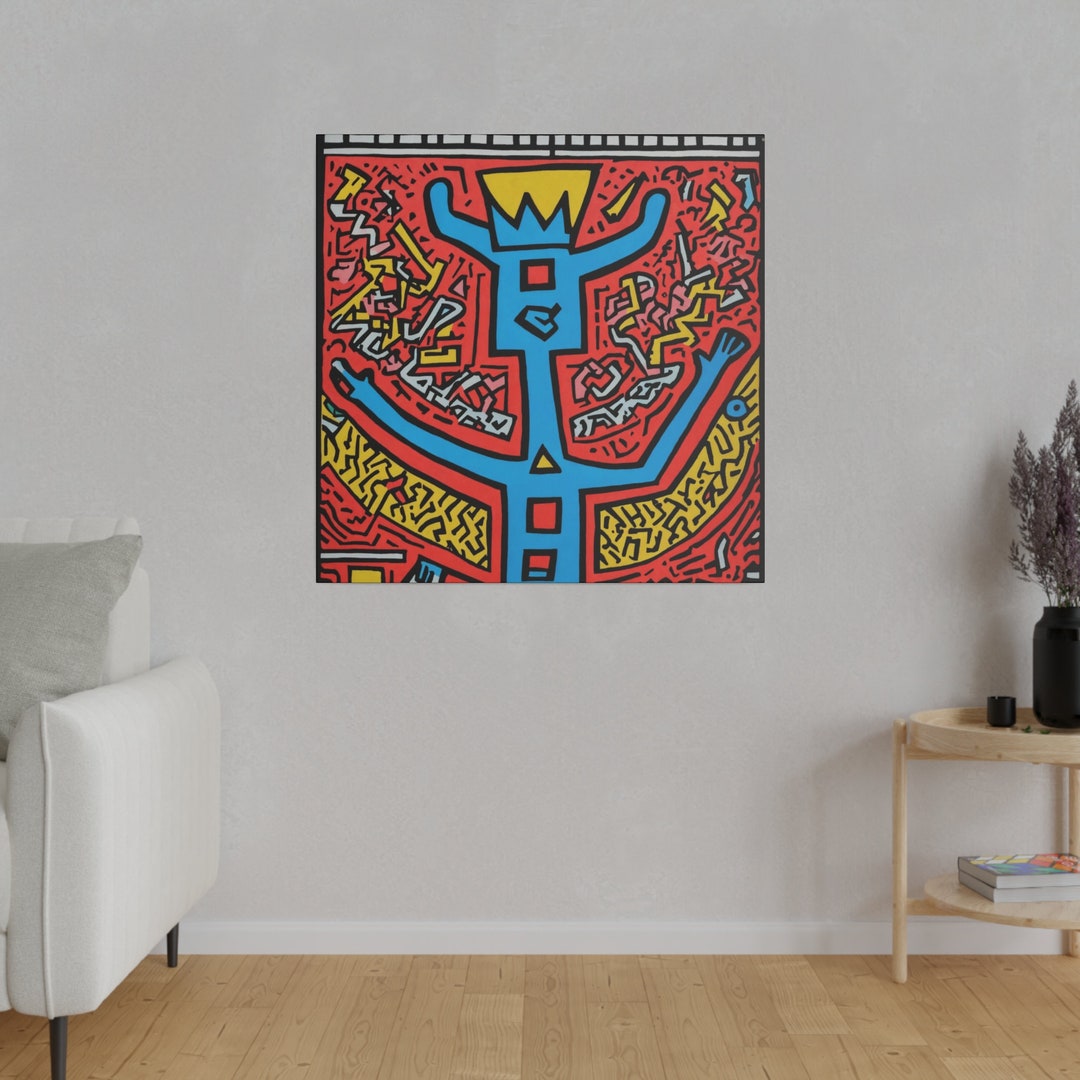 King in the Style of Keith Haring Matte Canvas, Stretched, 0.75" - Etsy