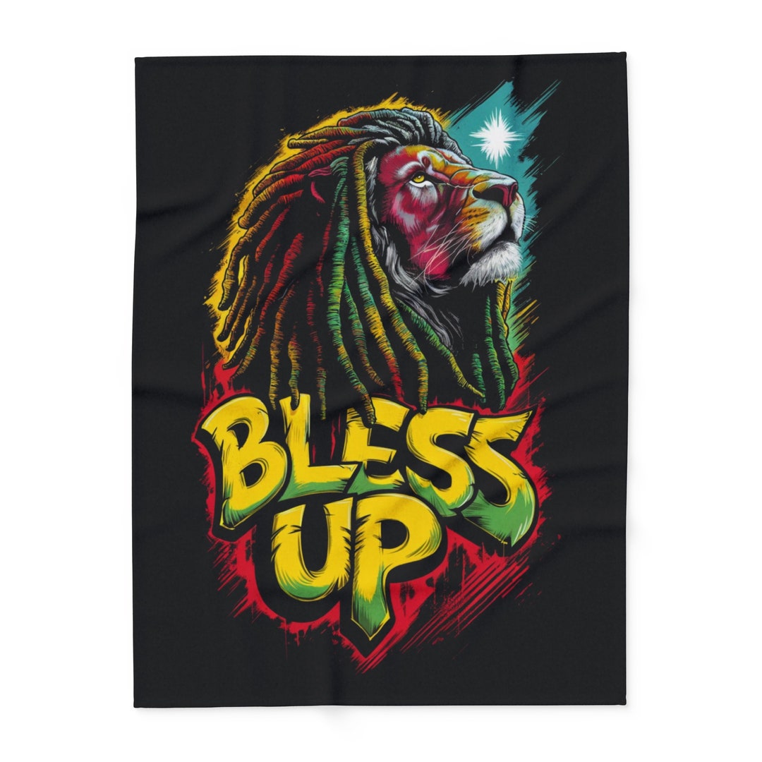 Lion With Colorful Mane, Bless up Jamaican Vibe Fleece Blanket - Etsy