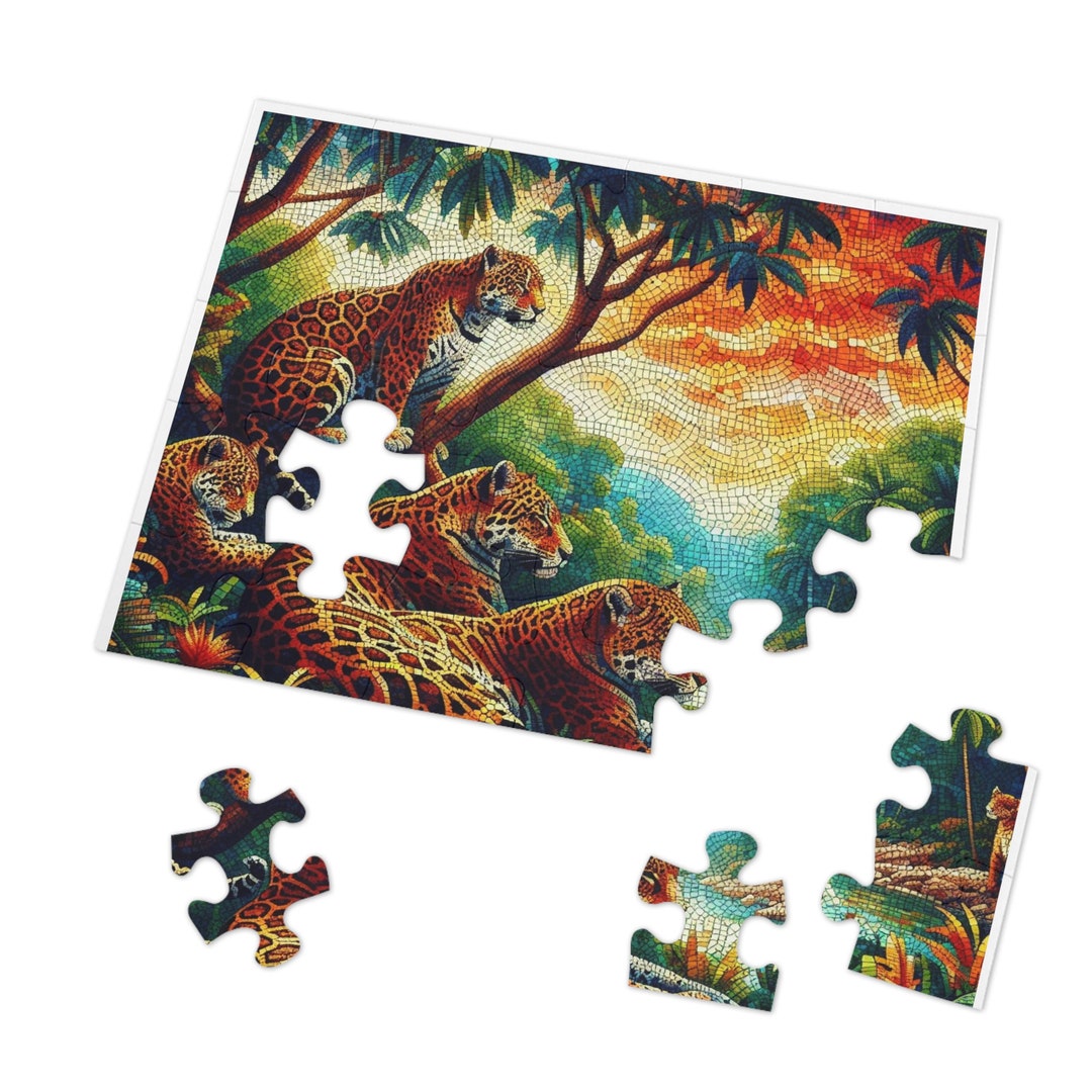 Jaguars in Their Natural Habitat Mosaic Style Jigsaw Puzzle (30, 110 ...
