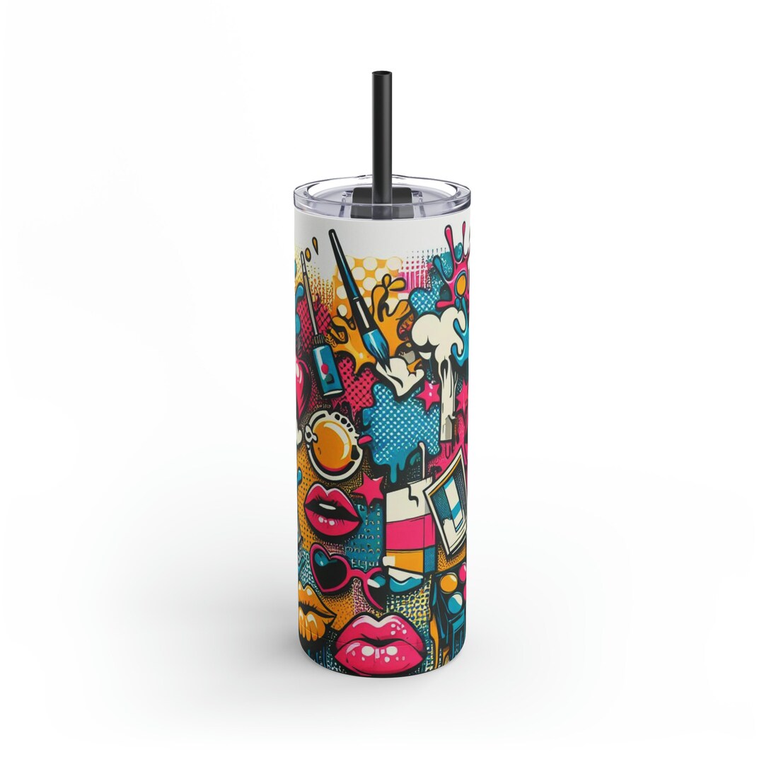 Paint Dripping Pop Art Pattern Maars Maker Skinny Matte Tumbler, 20oz ...