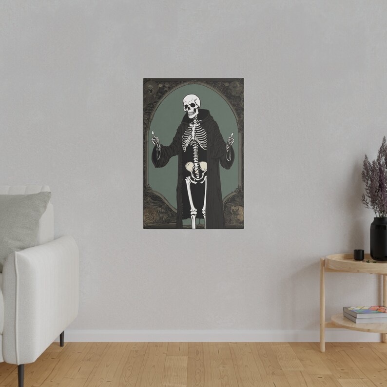 Spooky Skeleton Art Thumbs up Matte Canvas, Stretched, 0.75" - Etsy