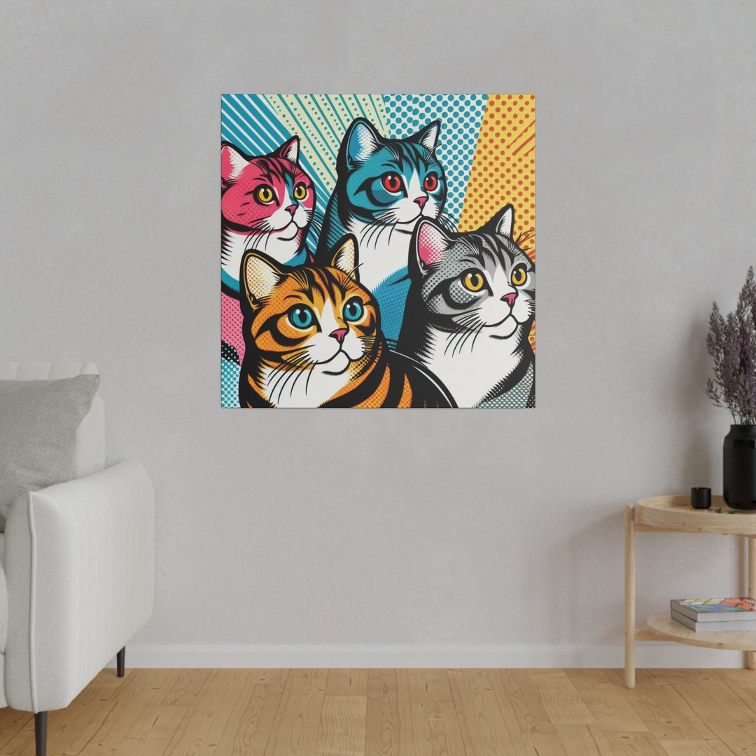 Cats Pop Art Matte Canvas, Stretched, 0.75" - Etsy