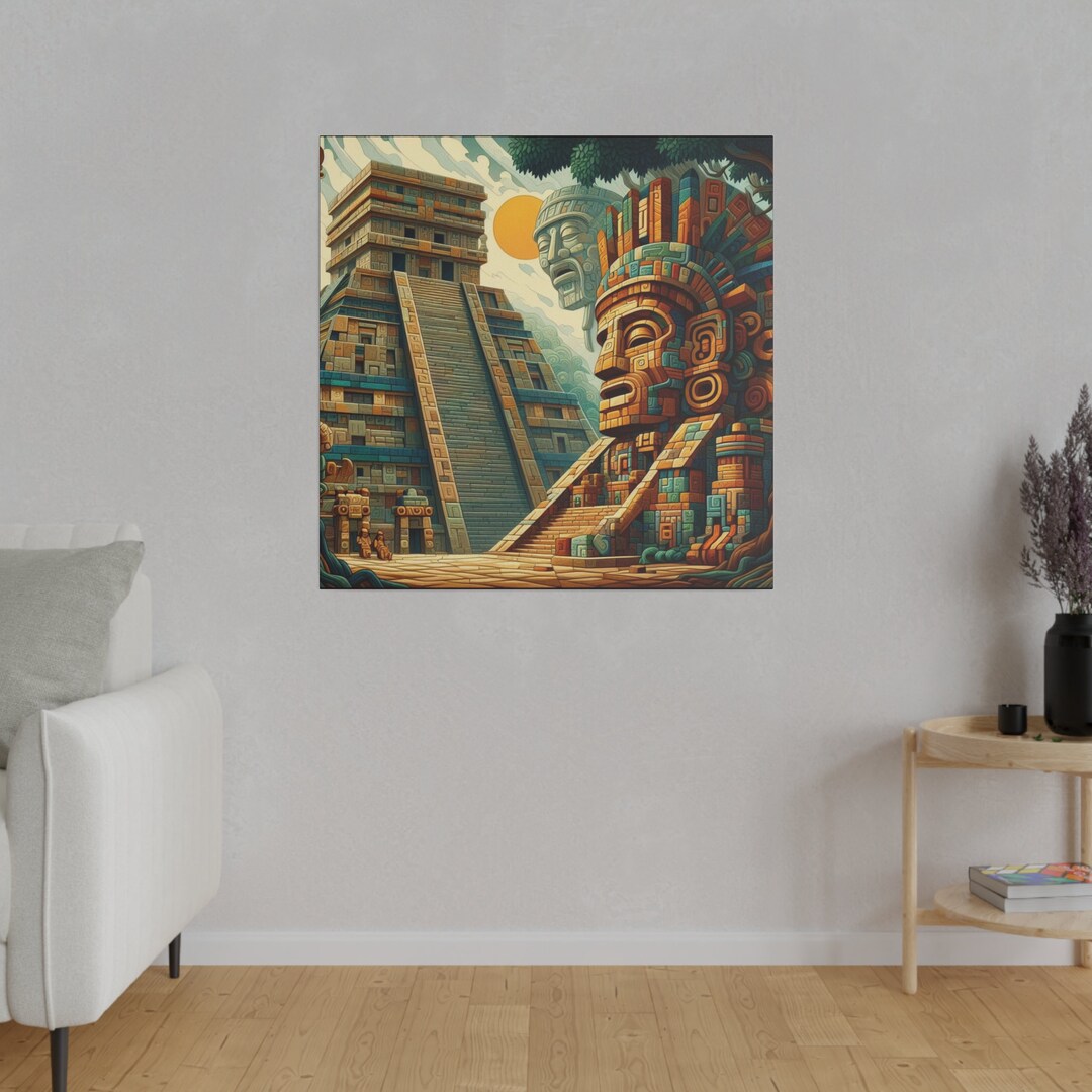 Aztec Temple Illustration Matte Canvas, Stretched, 0.75" - Etsy