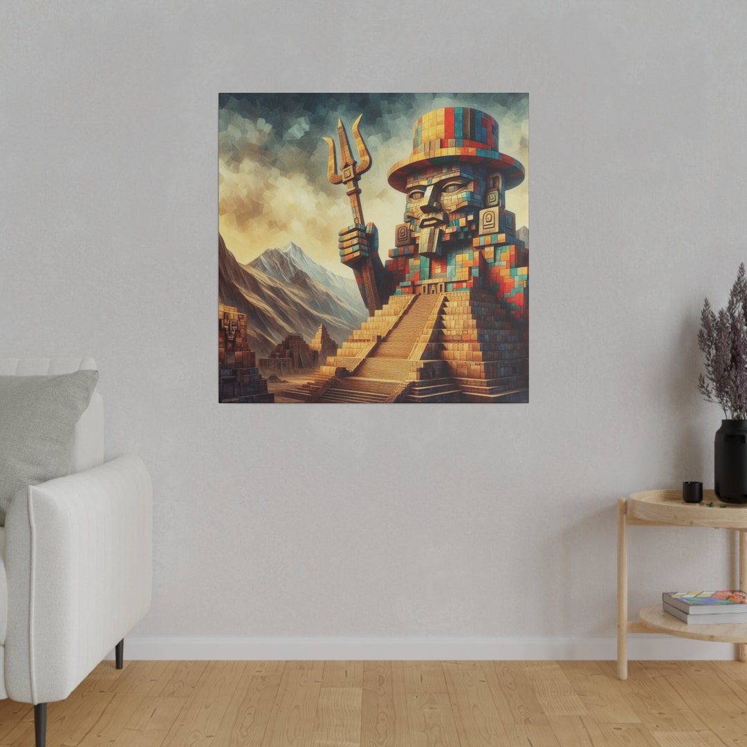 Indigenous Temple Statue With a Top Hat Matte Canvas, Stretched, 0.75 ...